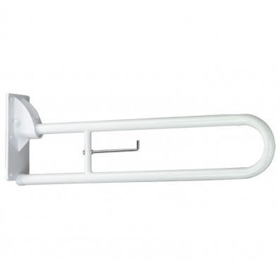 Hinged Drop Down Grab Rail C/w Toilet Roll Holder White 72123WHITE from ...